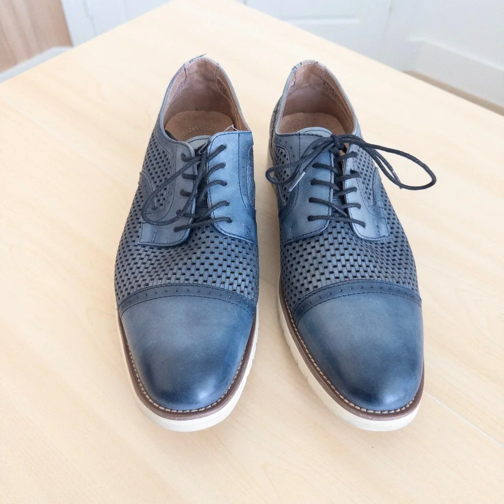 Stacy Adams | Shoes | Stacy Adams Mens Dress Shoes M Blue Perforated ...